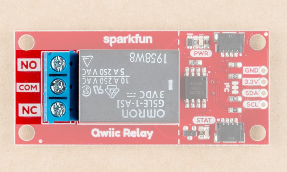 SparkFun Qwiic Single Relay-Up to 5.5A at 240VAC Multiple I2C addresses Available Turn on/Off high Power Device from Low Power microcontroller No Soldering Large Power Loads w/Simple I2C Commands