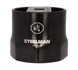 steelman 3-3/4-inch 8-point locknut socket automotive tool, 3/4-inch drive, install and remove truck wheel bearing locknuts, laser etched, powder-coated steel