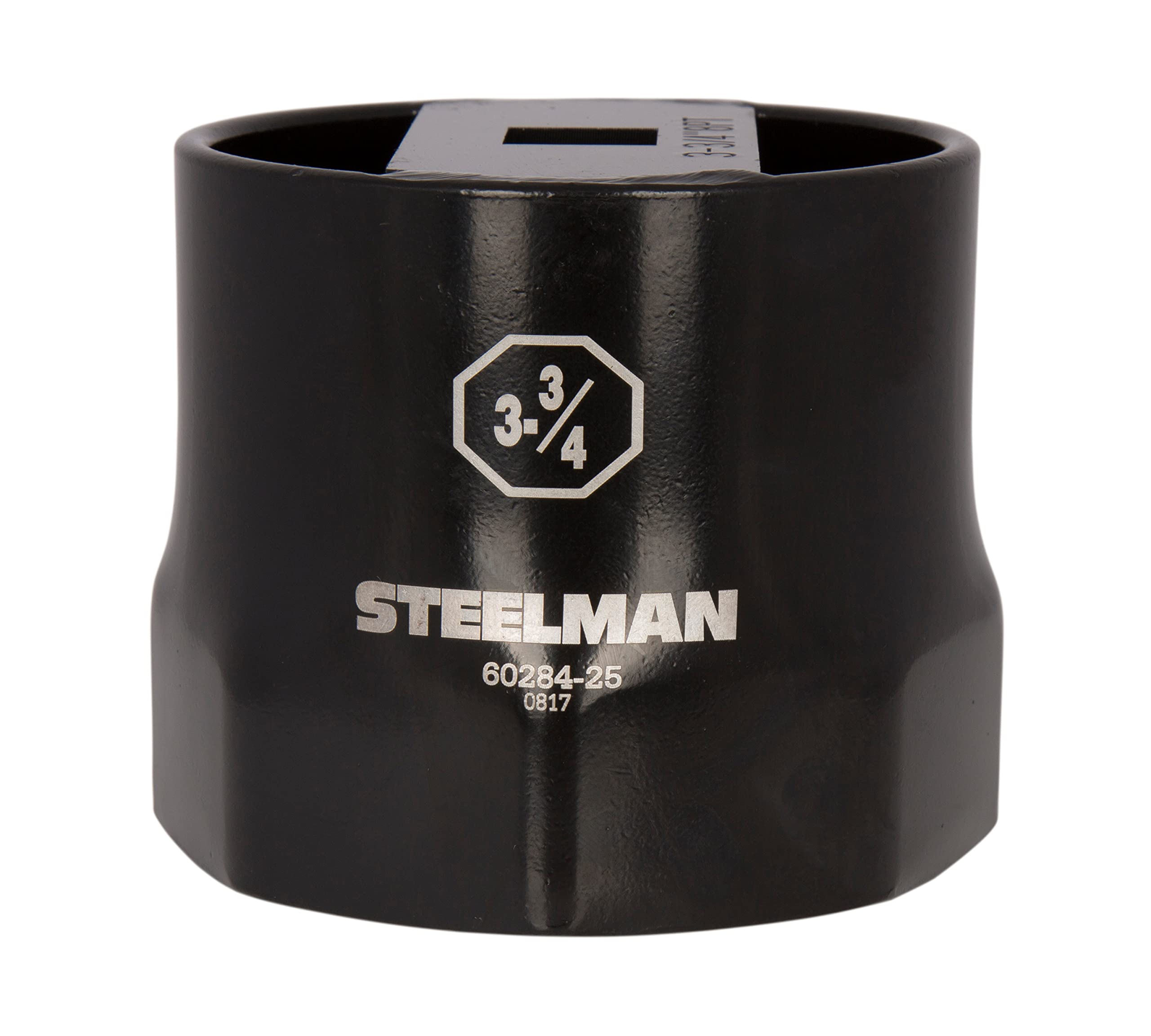 Steelman 3-3/4-Inch 8-Point Locknut Socket Automotive Tool, 3/4-Inch Drive, Install and Remove Truck Wheel Bearing Locknuts, Laser Etched, Powder-Coated Steel