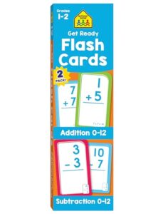 school zone - get ready flash cards addition & subtraction 2 pack - ages 6 to 7, 1st grade, 2nd grade, addition, subtraction, early math, problem-solving, and more