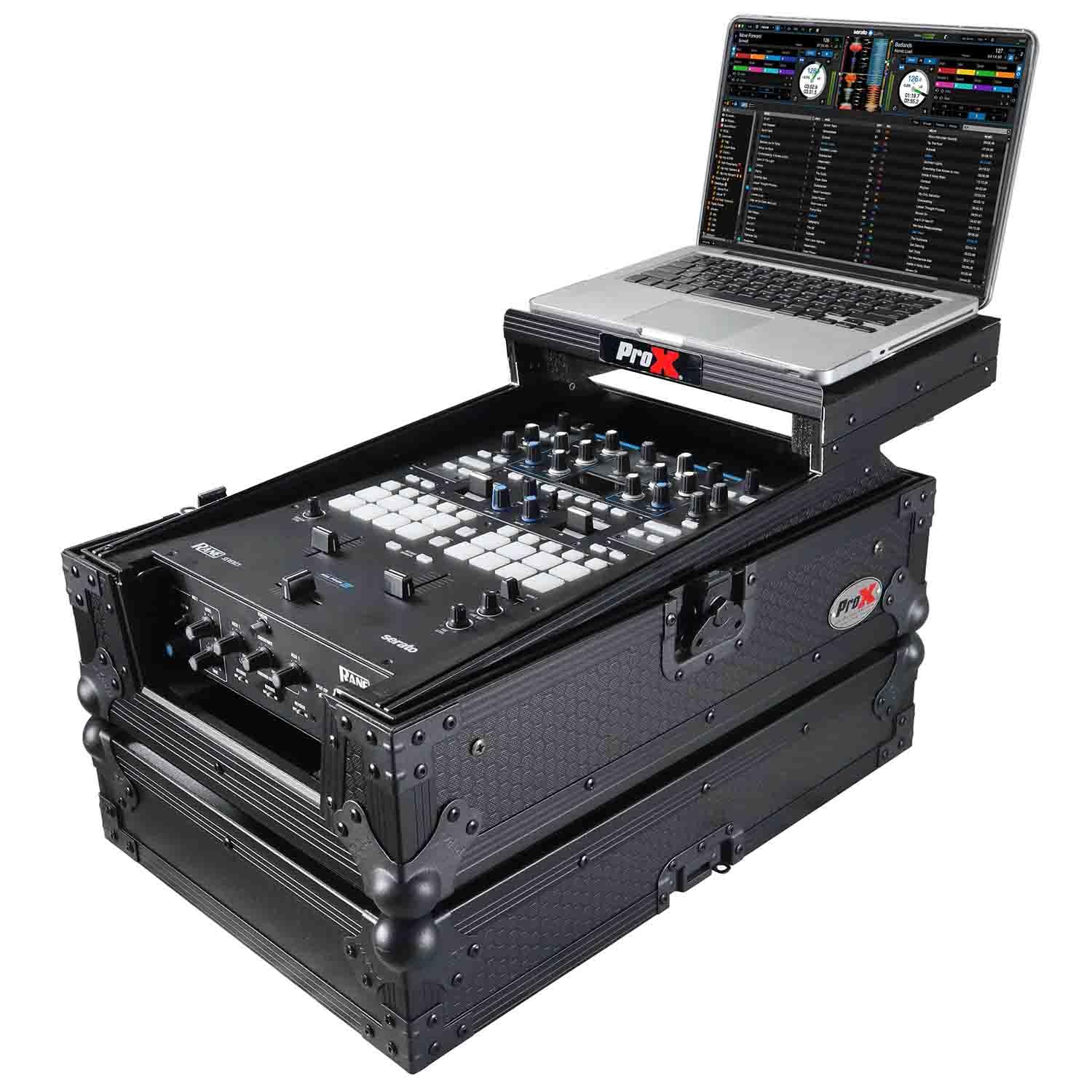 Artist Unknown Prox XS-RANE72LTBL 11" ATA-300 Style Gig Ready Flight/Road Case with Laptop Shelf for Rane Seventy-Two 72 DJ Mixer, Black on Black