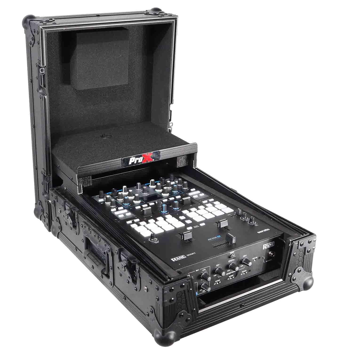 Artist Unknown Prox XS-RANE72LTBL 11" ATA-300 Style Gig Ready Flight/Road Case with Laptop Shelf for Rane Seventy-Two 72 DJ Mixer, Black on Black