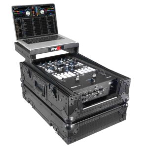 Artist Unknown Prox XS-RANE72LTBL 11" ATA-300 Style Gig Ready Flight/Road Case with Laptop Shelf for Rane Seventy-Two 72 DJ Mixer, Black on Black