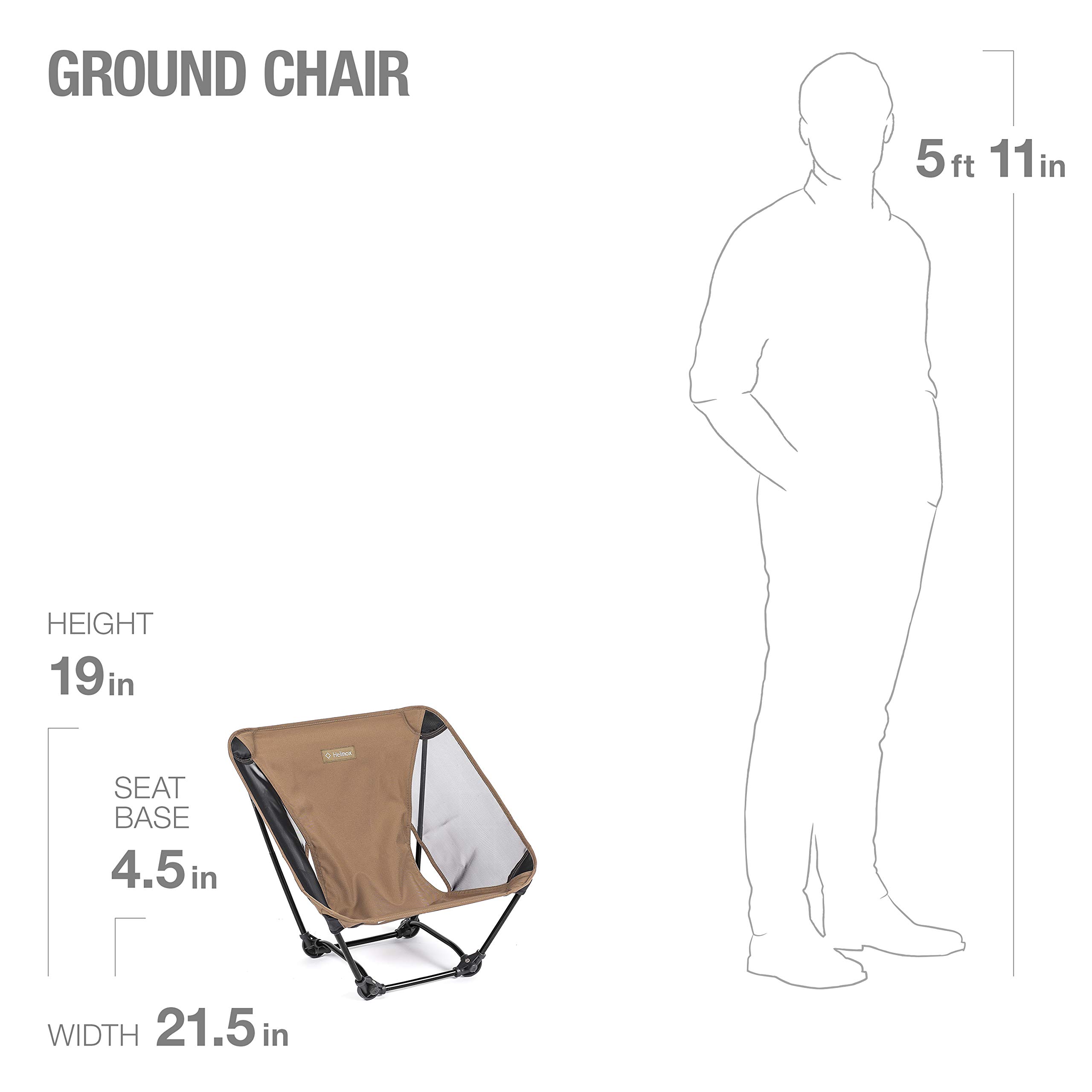 Helinox Ground Chair Ultralight, Portable Outdoor Chair, Coyote Tan