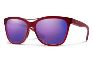 smith optics cavalier chromapop sunglasses, matte crystal deep maroon/chromapop violet mirror, one size