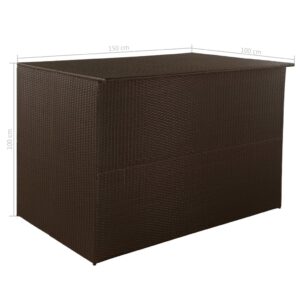 vidaXL Patio Storage Box - Large Capacity, Weather-Resistant Poly Rattan Outdoor Furniture with Easy Assembly - Brown, 59"x39.4"x39.4"