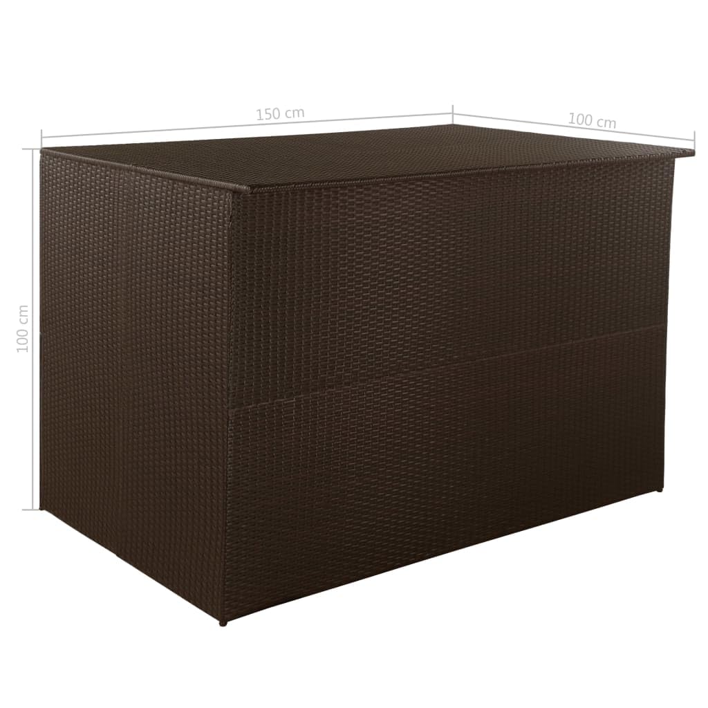 vidaXL Patio Storage Box - Large Capacity, Weather-Resistant Poly Rattan Outdoor Furniture with Easy Assembly - Brown, 59"x39.4"x39.4"