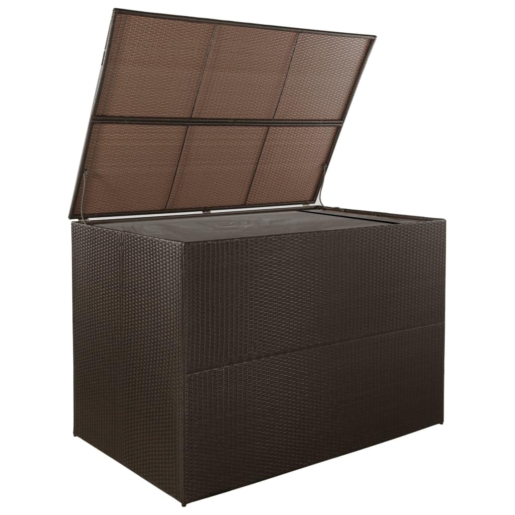 vidaXL Patio Storage Box - Large Capacity, Weather-Resistant Poly Rattan Outdoor Furniture with Easy Assembly - Brown, 59"x39.4"x39.4"