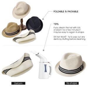 Fancet Extra Large XL Packable Straw Fedora Panama Sun Summer Beach Derby Hat Cuban Trilby Men Women Nature Beige