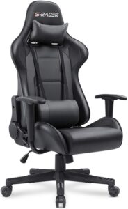 homall gaming chair, office chair high back computer chair leather desk chair racing executive ergonomic adjustable swivel task chair with headrest and lumbar support (dark black)