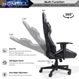 Homall Gaming Chair, Office Chair High Back Computer Chair Leather Desk Chair Racing Executive Ergonomic Adjustable Swivel Task Chair with Headrest and Lumbar Support (Dark Black)