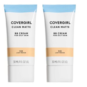 covergirl clean matte bb cream for oily skin, light medium 530, 1 fl oz (2 count)