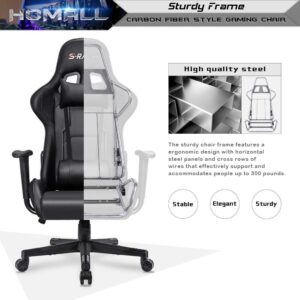 Homall Gaming Chair, Office Chair High Back Computer Chair Leather Desk Chair Racing Executive Ergonomic Adjustable Swivel Task Chair with Headrest and Lumbar Support (Dark Black)