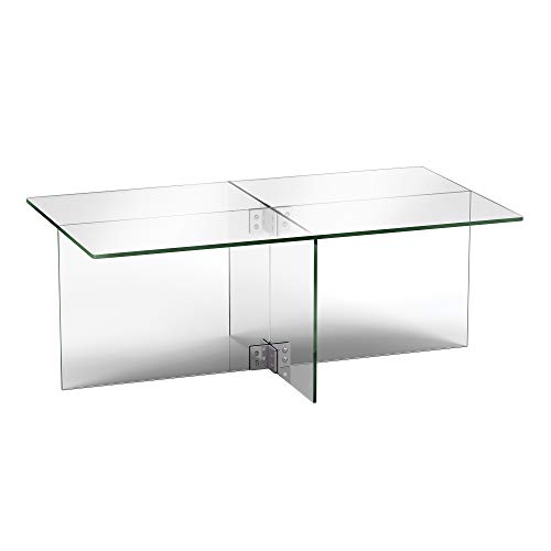 Henn&Hart Coffee Table, One Size, Clear Glass, 16" H x 42" L x 24" W