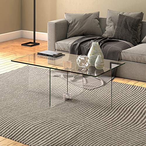 Henn&Hart Coffee Table, One Size, Clear Glass, 16" H x 42" L x 24" W