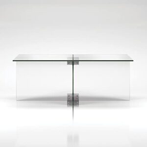 Henn&Hart Coffee Table, One Size, Clear Glass, 16" H x 42" L x 24" W