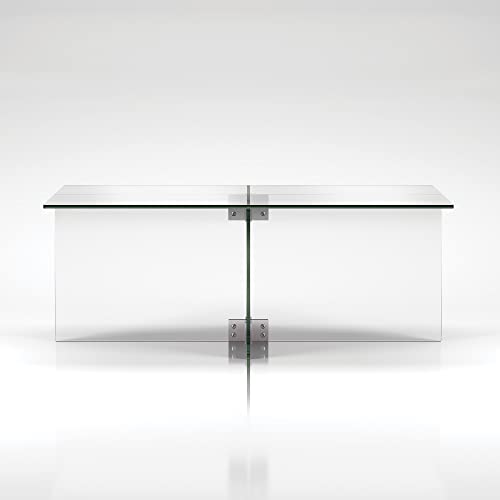 Henn&Hart Coffee Table, One Size, Clear Glass, 16" H x 42" L x 24" W