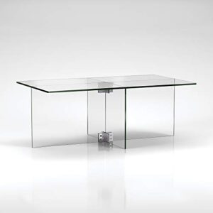 Henn&Hart Coffee Table, One Size, Clear Glass, 16" H x 42" L x 24" W