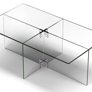 Henn&Hart Coffee Table, One Size, Clear Glass, 16" H x 42" L x 24" W