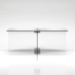 Henn&Hart Coffee Table, One Size, Clear Glass, 16" H x 42" L x 24" W