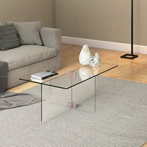 Henn&Hart Coffee Table, One Size, Clear Glass, 16" H x 42" L x 24" W