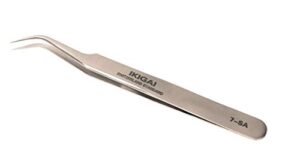 tweezers for eyelash extension ikigai, professional straight and curved pointed precision tip, surgical stainless steel, lash tweezers (7-sa)