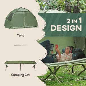 Outsunny Camping Tent Cot, Single Person Folding Cot Combo, Off-Ground Tent, Covered Outdoor Bed with Carry Bag for Hiking, Camping