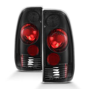 acanii - for 1997-2003 ford f150 99-07 f250 f350 f450 superduty black housing tail lights brake lamps pair left+right