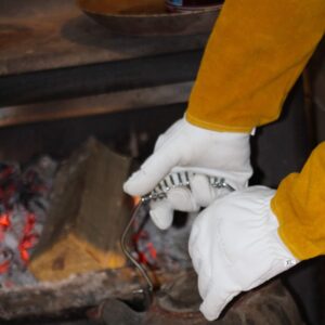 Suse's Kinder Fireplace Gloves for Women, Mig Tig Welding Gloves XS, Fireproof Heat Resistant Barbecue Mitt, Welders, Top Grain Cowhide Lined Hand (Yellow White, XS)