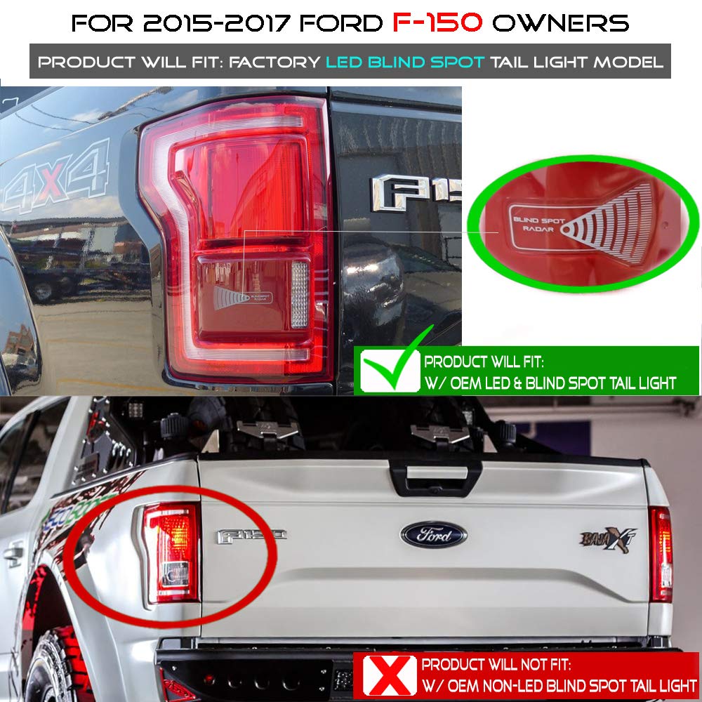 ACANII - For 2015 2016 2017 Ford F150 w/Blind Spot Sensor Black Smoked Full LED Light Tube Tail Lights Brake Lamps Pair