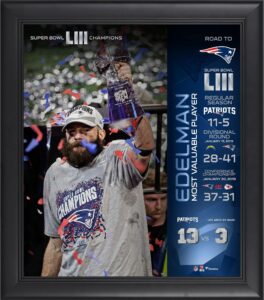 julian edelman new england patriots framed 15" x 17" super bowl liii champions mvp collage - nfl player plaques and collages