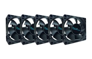 apevia cf7025s-5 (5 pk) 70mm x 70mm x25mm black case fan w/4pin molex + 3pin motherboard adapter