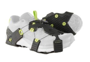 korkers ice runner ice cleats - lightweight and durable - 22 replaceable carbide spikes - black/green - large