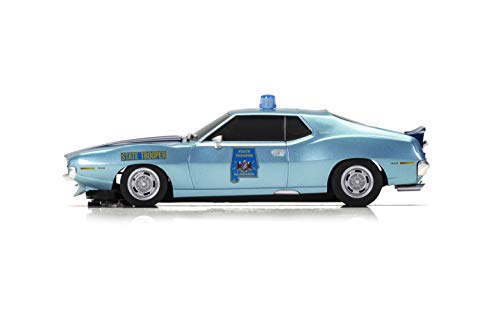 Scalextric AMC Javelin Alabama State Trooper 1:32 Police Slot Race Car with Working Siren C4058, Blue