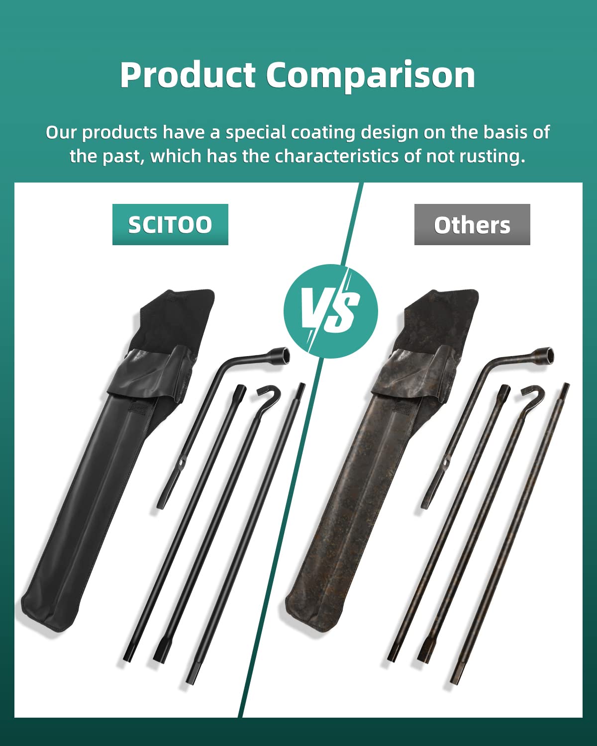 SCITOO Compatible for 2005-2021 for TOYOTA Tacoma Spare Tire Tool with 1 Lug Wrench Tool 1 Hook Segment 2 Extension Segments 091150C030 091500R010