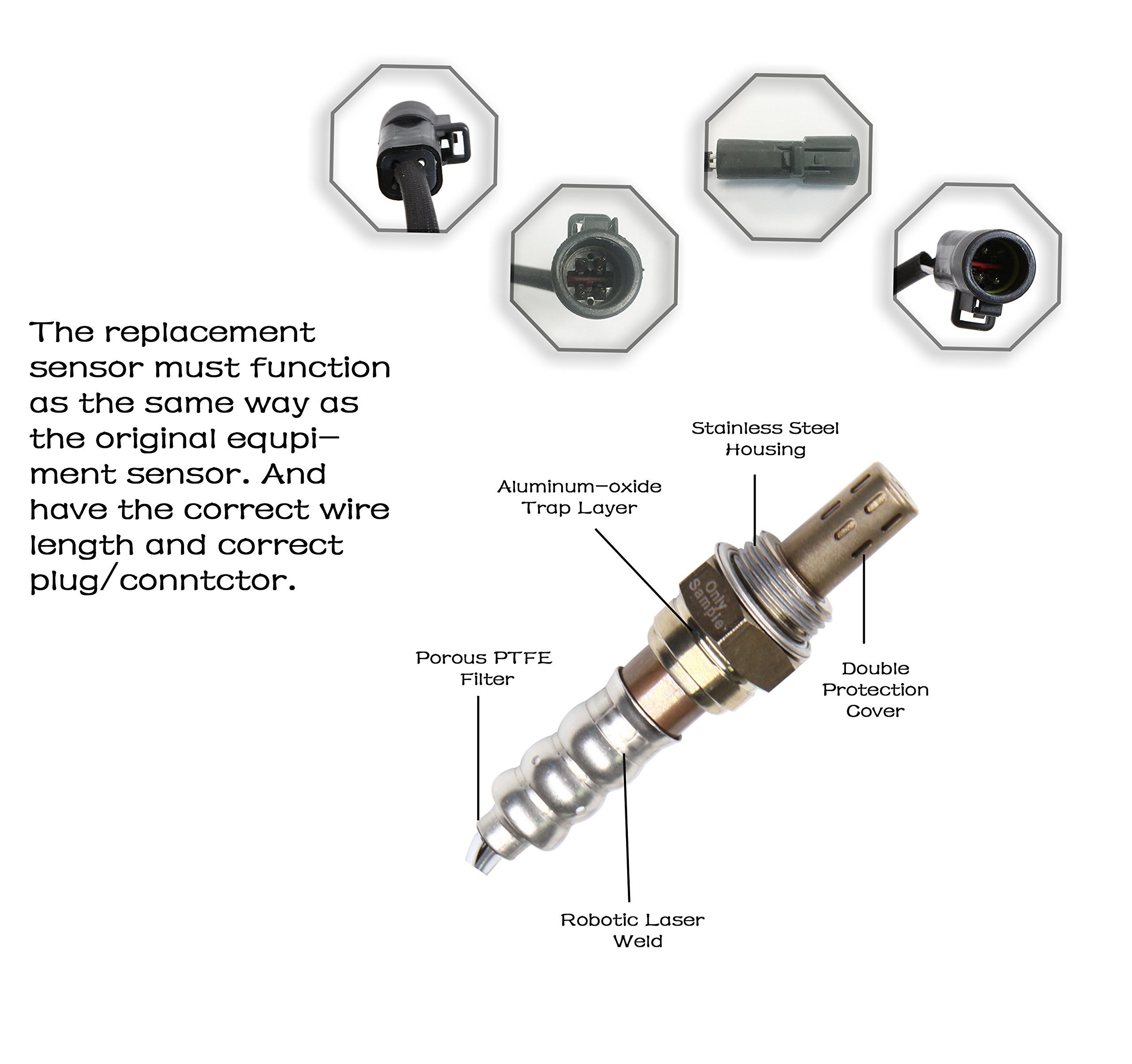 ABIGAIL A25719X Oxygen Sensor Upstream Downstream Replacement for Ford Aerostar Bronco E-150 E-250 E-350 Econolinev Explorer F-150 F-250 F-350 Flex Focus Ranger compatible with Motorcraft DY835 DY1093