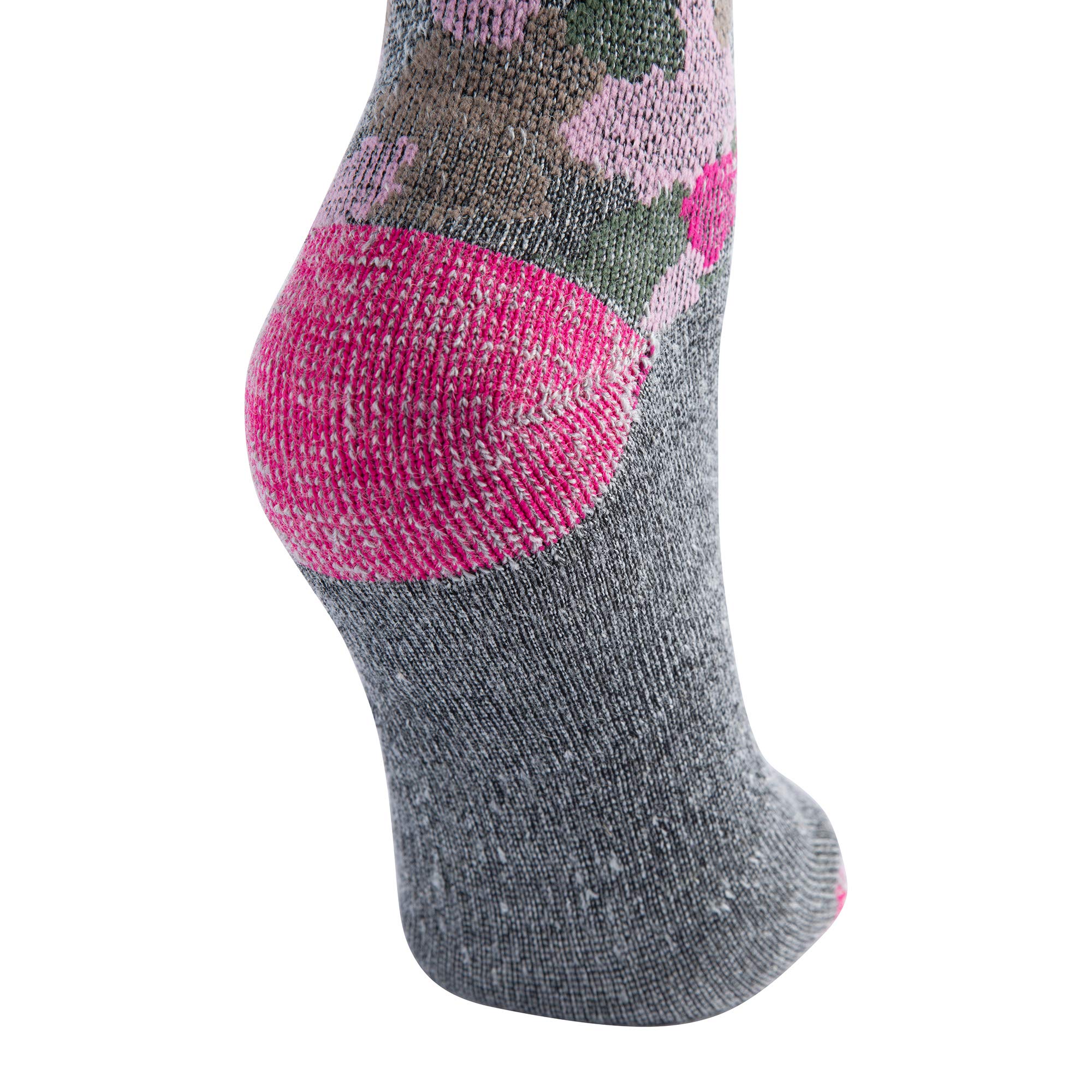 Browning Women's Everyday Wool Camo Socks | Fuchsia Camo | Gray Marl Fuchsia | Medium 2 Pack