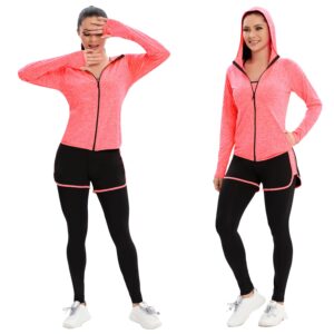 ZETIY Women's 5pcs Sport Suits Fitness Yoga Running Athletic Tracksuits (XL, Orange)