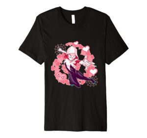 marvel spider-man into the spider-verse gwen stacy hearts premium t-shirt