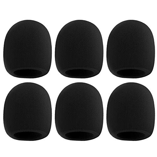 Moukey Microphone Mic Covers Foam Handheld Mic Windscreen, Black Top Grade 6 Pack For SM58, E835