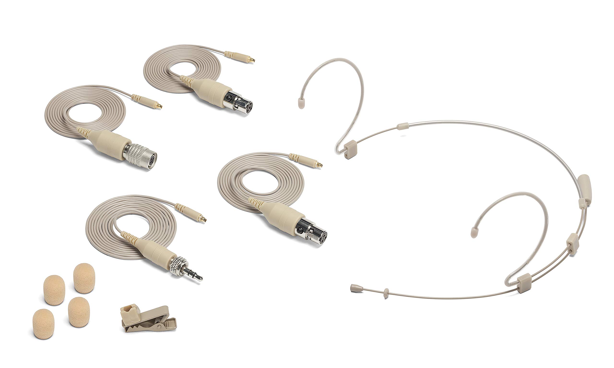 Samson DE10x Omnidirectional Headset Microphone with Four Adapter Cables Compatible with Most Popular Wireless Systems (Tan)