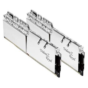 g.skill trident z royal series (intel xmp) ddr4 ram 32gb (2x16gb) 3200mt/s cl16-18-18-38 1.35v desktop computer memory udimm - silver (f4-3200c16d-32gtrs)