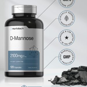 Horbäach D-Mannose | 2100mg | 120 Capsules | Highest Potency | Non-GMO & Gluten Free Supplement