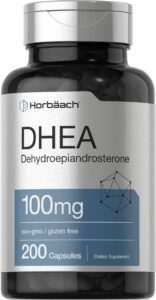 horbäach dhea 100mg | 200 capsules | non-gmo, gluten free supplement