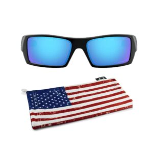 Oakley Gascan Sunglasses (Matte Black Frame, Prizm Sapphire Polarized Lens) with Country Flag Microbag