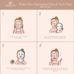 Project E Beauty LED Light Therapy Mask | LED Face & Neck Mask | Skin Rejuvenation | 7 Colors | Anti Aging | Reduce Wrinkles | Anti-inflammation | Brightening Skincare Mask