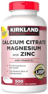 kirkland signature calcium citrate magnesium and zinc, 500 tablets