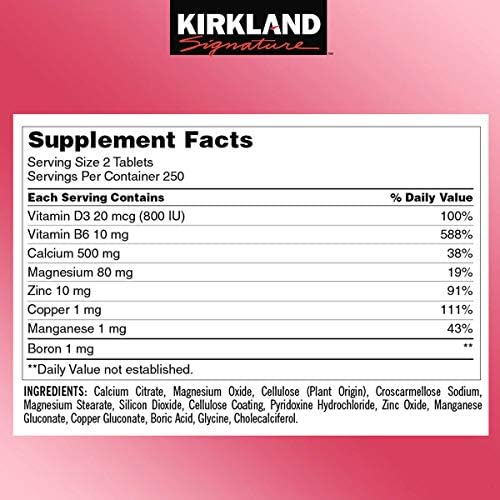 Kirkland Signature Calcium Citrate Magnesium and Zinc, 500 Tablets