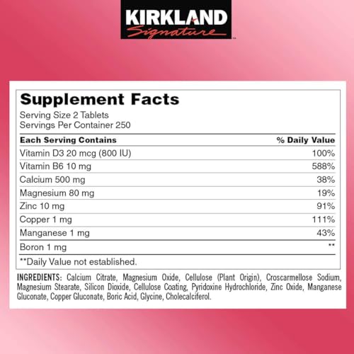 Kirkland Signature Calcium Citrate Magnesium and Zinc, 500 Tablets