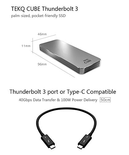 TEKQ Cube Thunderbolt 3 SSD Enclosure, Up to 2800MB/s Read Write, Support Thunderbolt 4, USB 4, Compatible with WD SN580, SN750 SE, SN770, SN850, SN850X Crucial P3 Plus, P5, P5 Plus